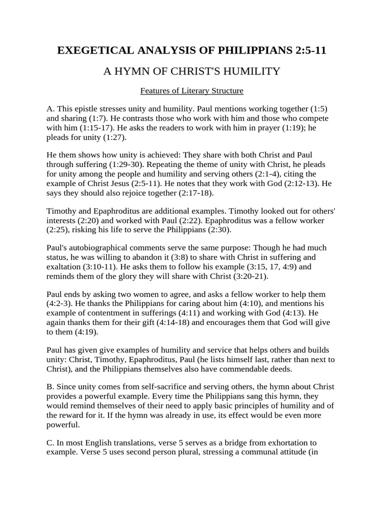 Exegetical Analysis of Philippians 2 | PDF | Epistle To The Philippians ...
