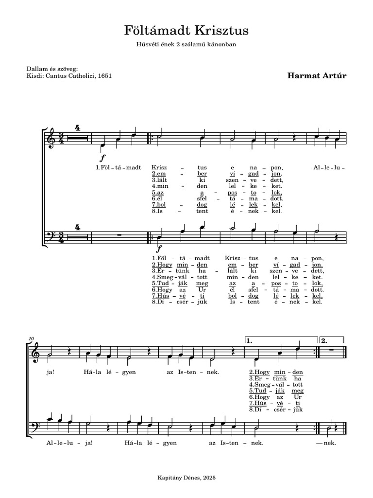 Föltámadt Krisztus... Harmat Artúr - Szoprán | PDF