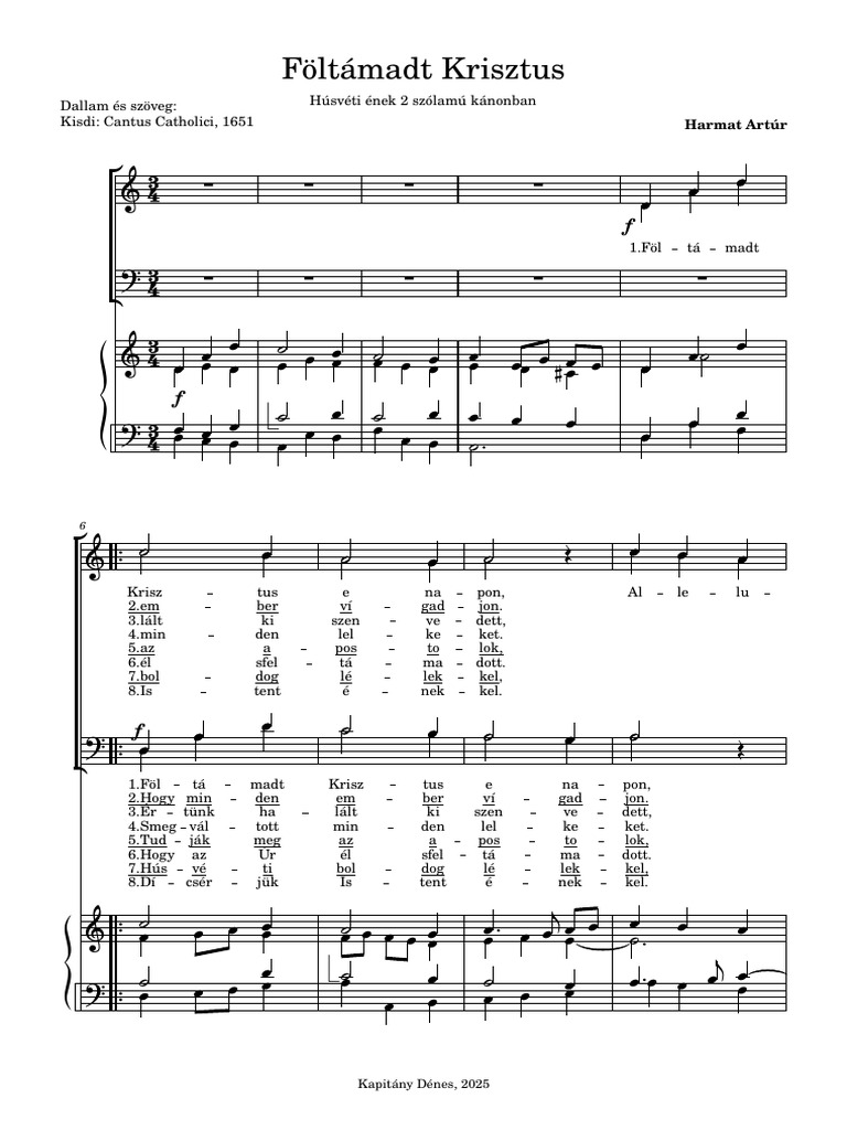 Föltámadt Krisztus... Harmat Artúr - Partitúra | PDF