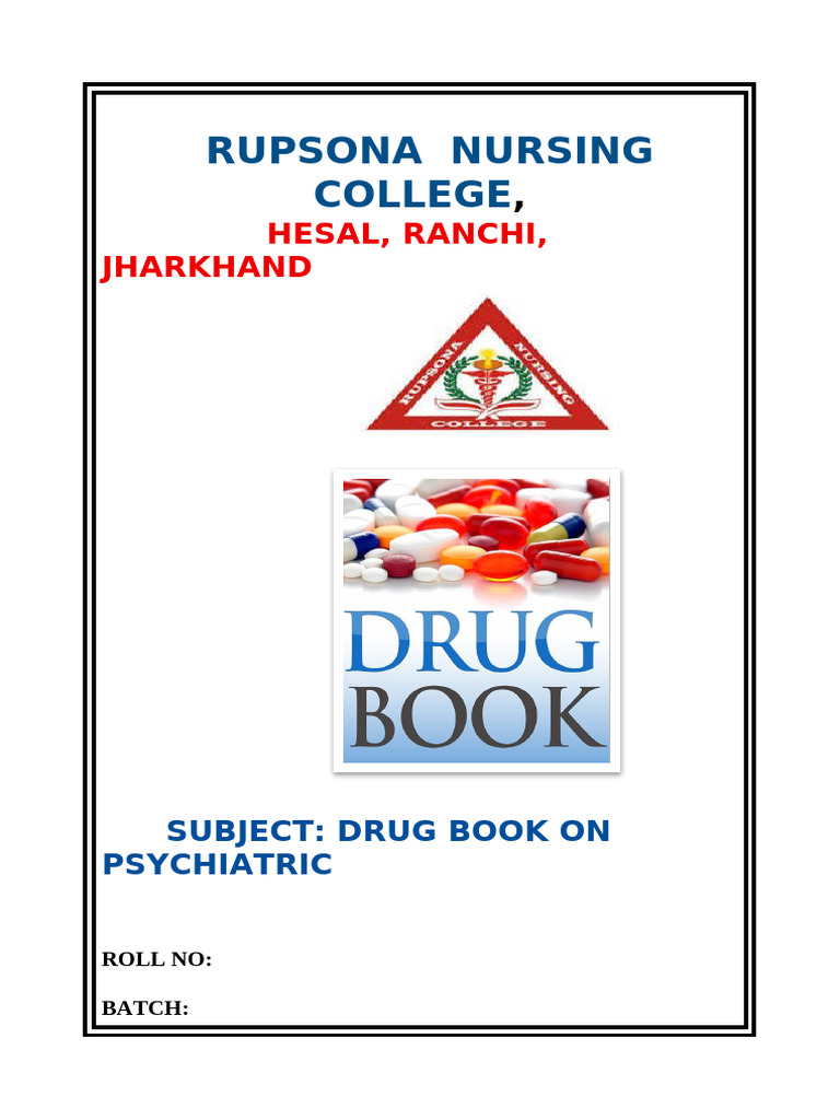 Drug Book on Psychiatric Nursing | PDF