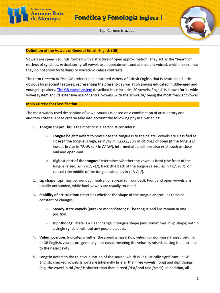 General British English Vowel Sounds | PDF | Vowel | Stress (Linguistics)