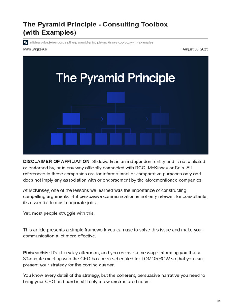 Slideworks - Io-The Pyramid Principle - Consulting Toolbox WithExamples | PDF