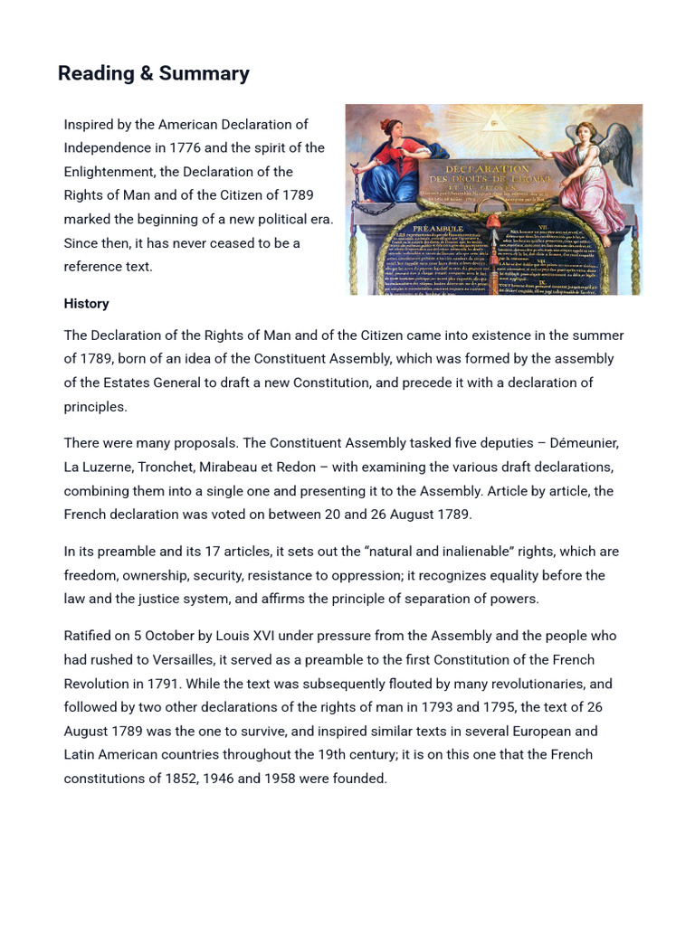 1789 Declaration of Rights Overview | PDF | Government | Justice