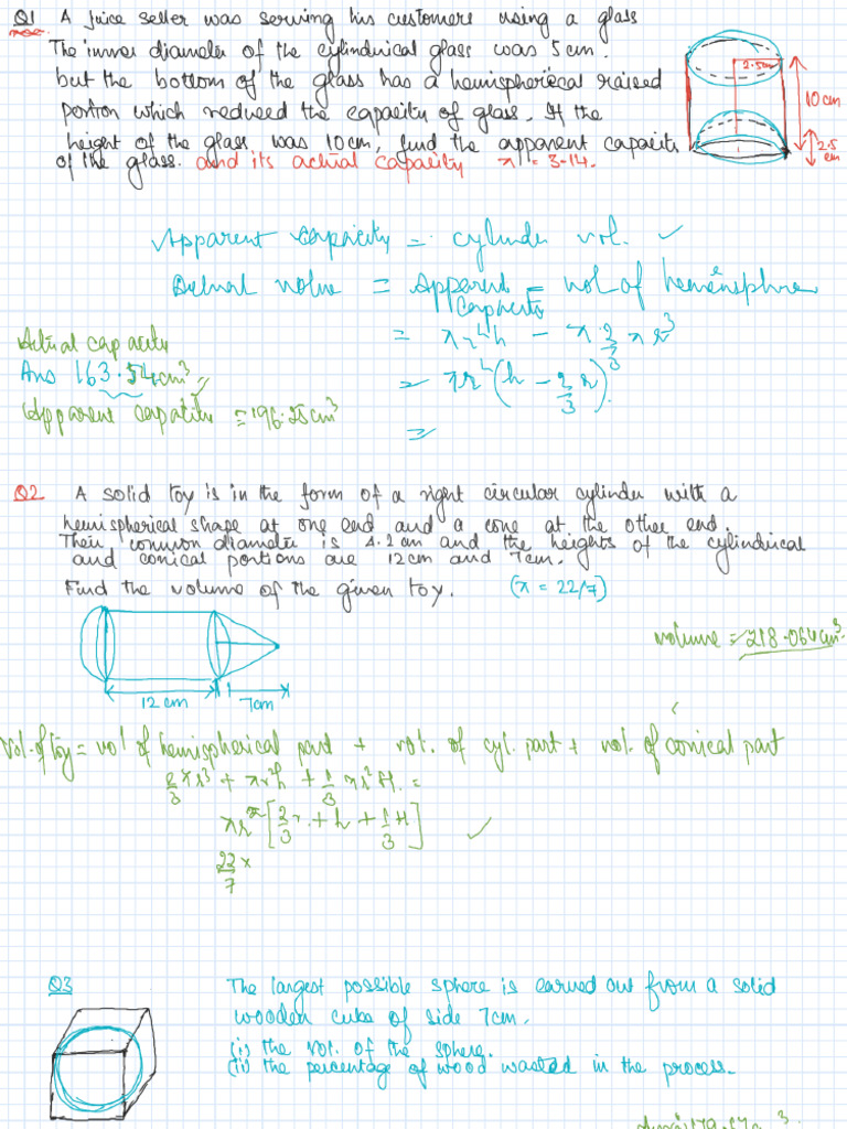Surface Area & Volume (2) Grade 10 | PDF