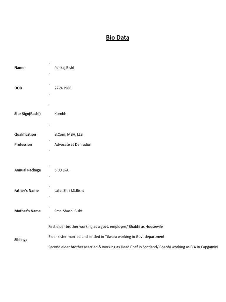 Pankaj Bisht - Biodata | PDF