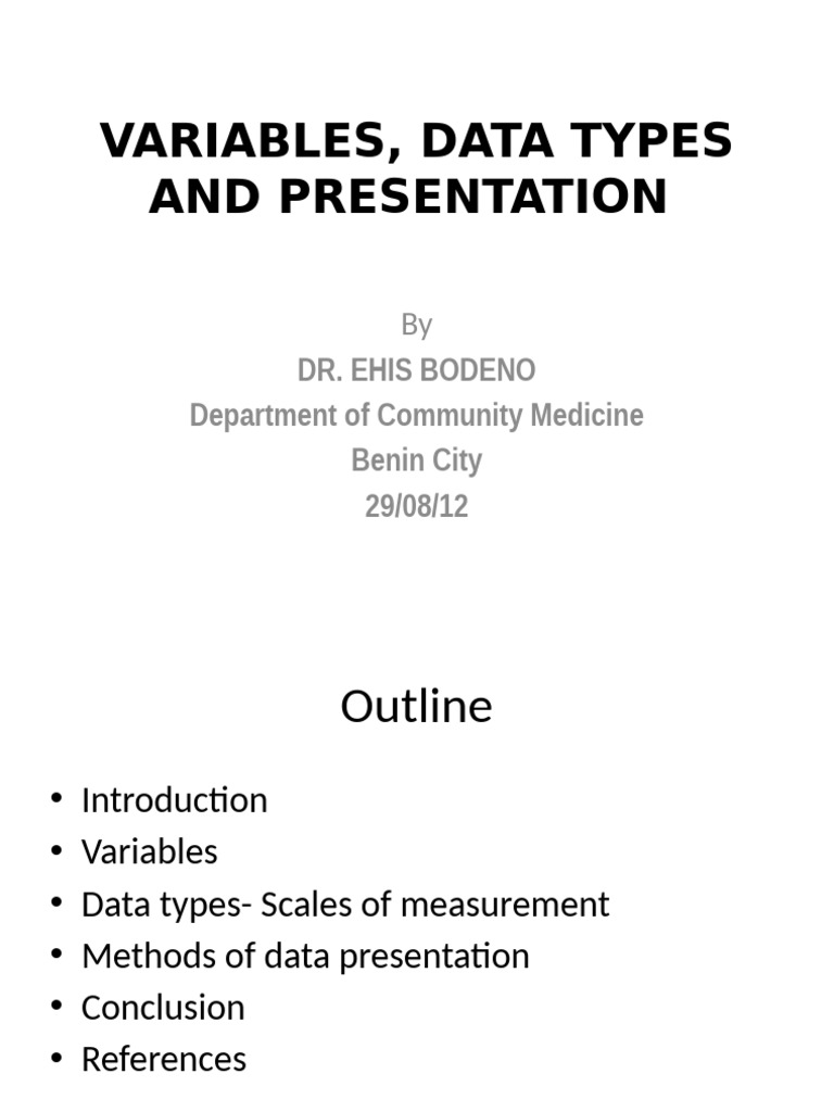 Variables, Data Types & Presentation | PDF | Level Of Measurement | Categorical Variable