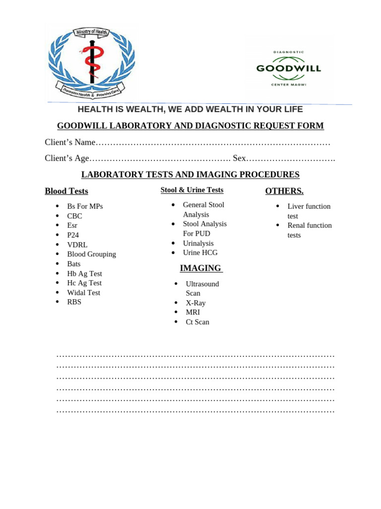 Diagnostic Request Form Template | PDF
