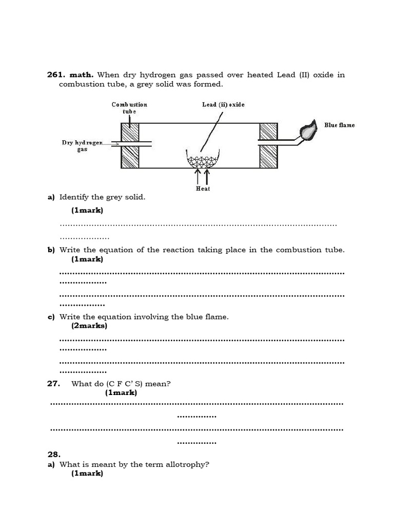 Hydrogen Reaction with Lead Oxide Analysis | PDF