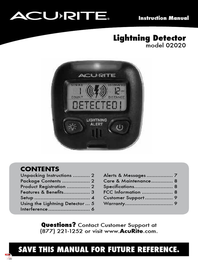 AcuRite 02020 Lightning Detector Manual | PDF | Electromagnetic ...