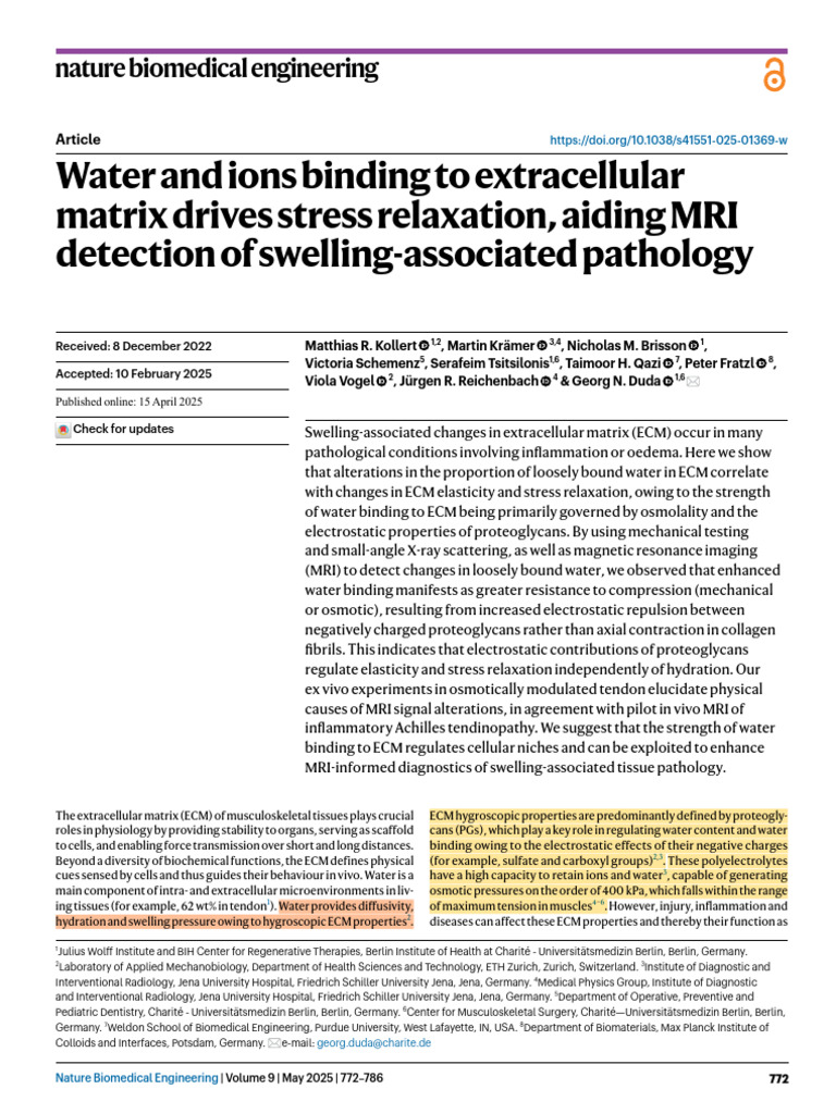 ECM Water Binding Enhances MRI Detection | PDF | Magnetic Resonance ...