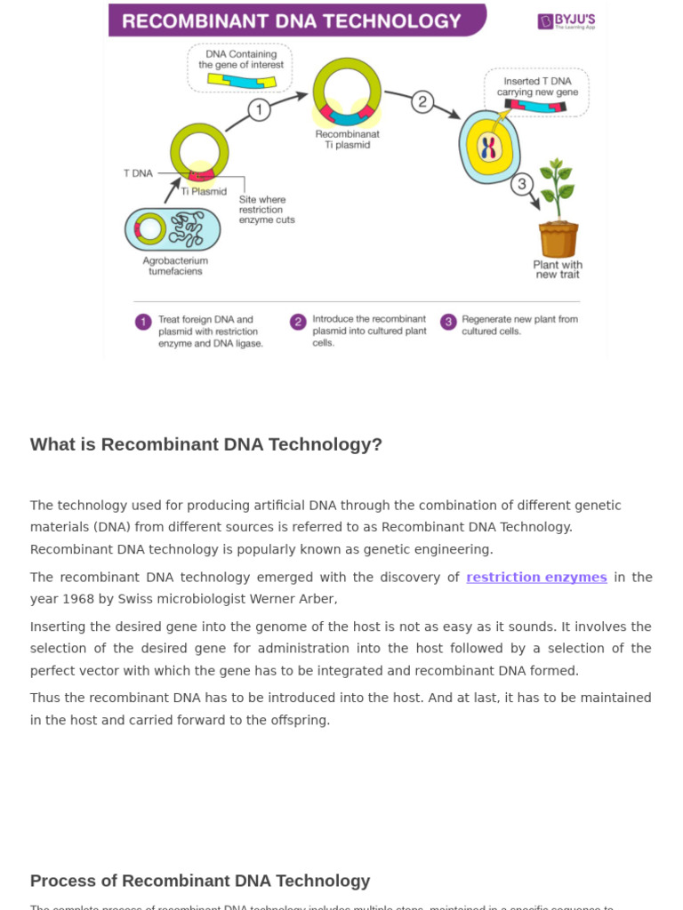 Understanding Recombinant DNA Technology | PDF | Molecular Cloning ...