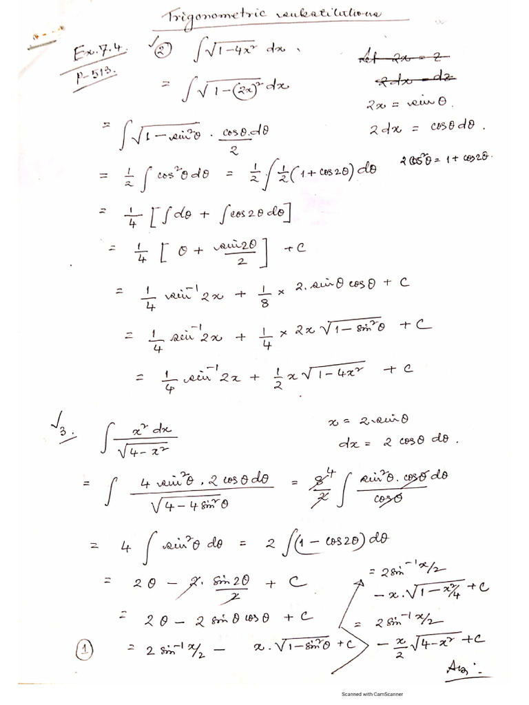 (Lec-8) Integration Using Trigonometric Substitution | PDF