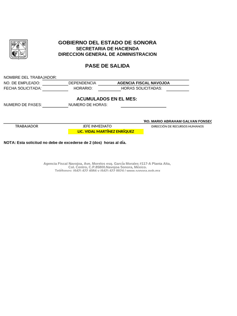 Pase de Salida Original NUEVOS | PDF