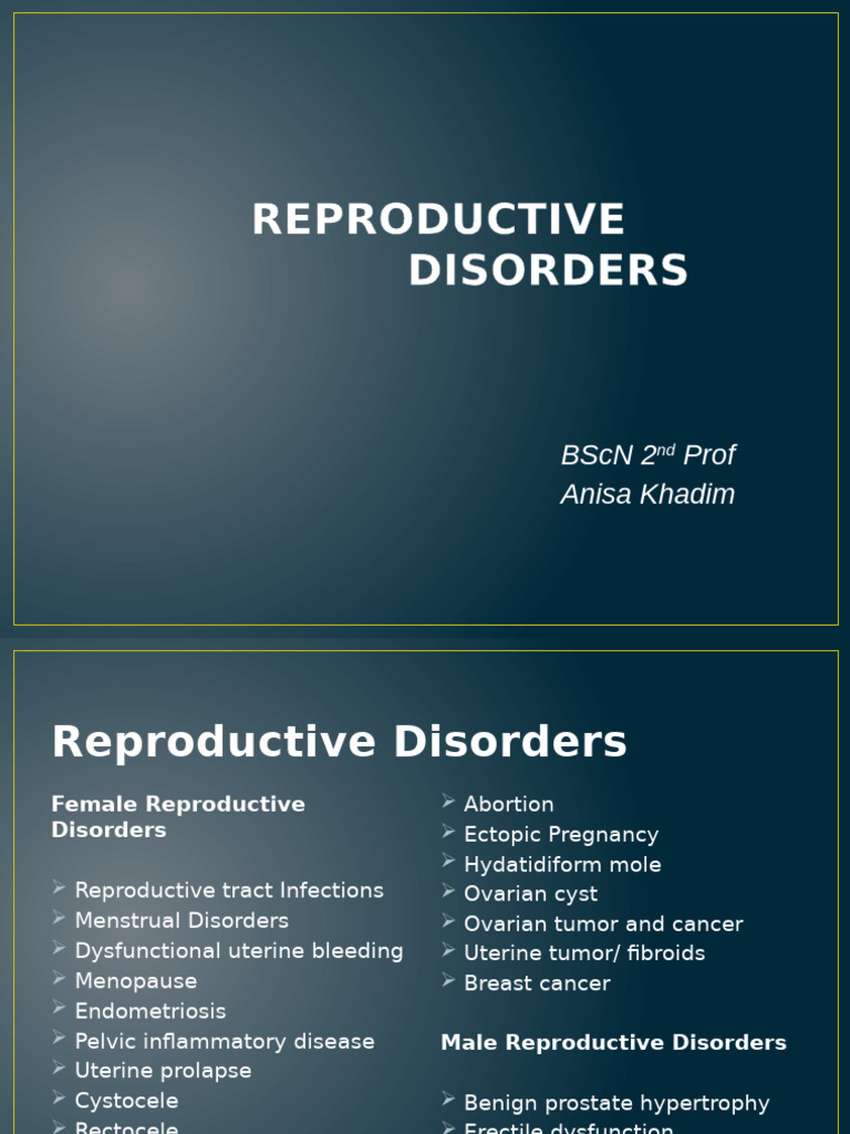 Reproductive Disorders 5 | PDF | Ovarian Cancer | Menstruation