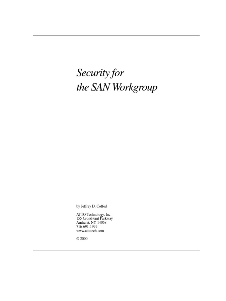 Security For The SAN Workgroup | PDF | Computer Data Storage | Computer Network