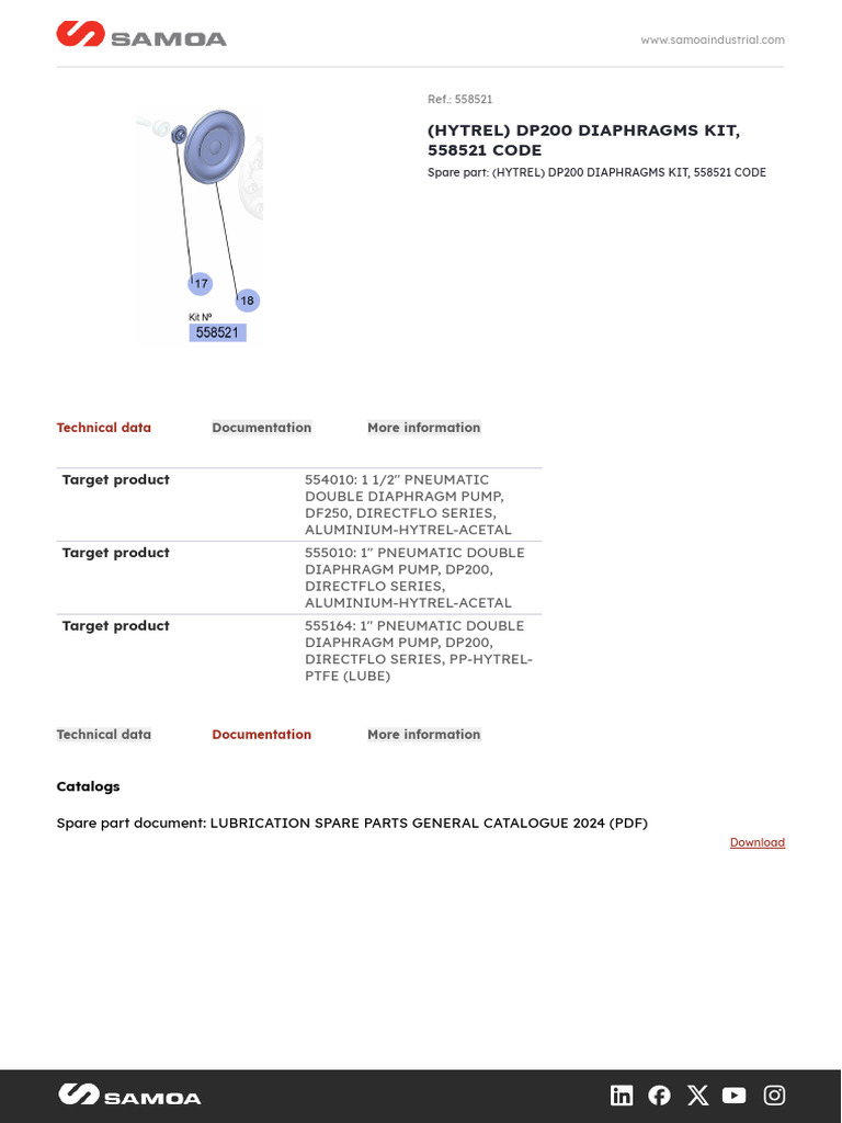 Kit Diaphragms DF250 554010 | PDF