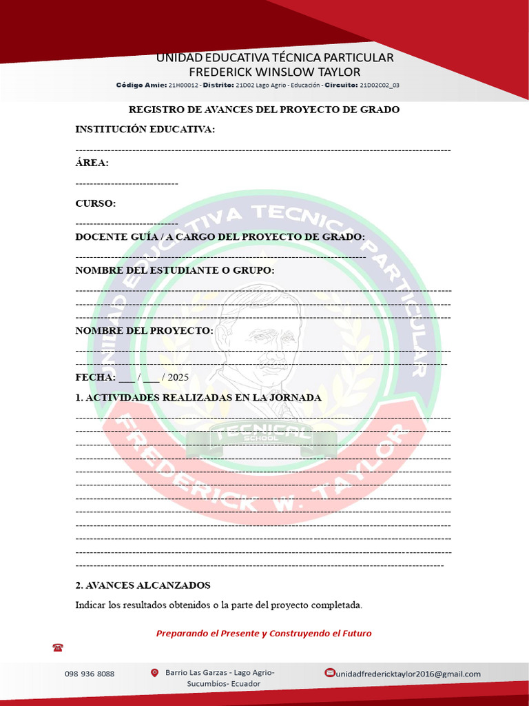 Registro de Avances Del Proyecto de Grado 3ero | PDF