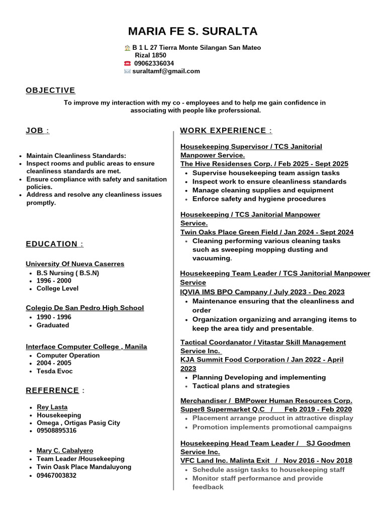 Maria Fe S. Suralta - 20251002 - 223324 - 0000 | PDF | Housekeeping ...