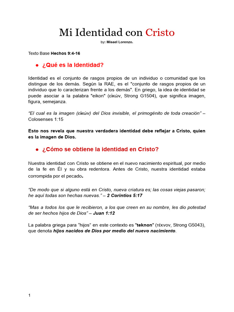 Identidad en Cristo: Transformación Espiritual | PDF | Alma | Creencia ...