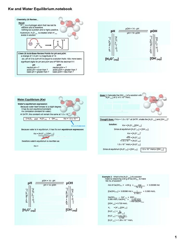 KW and Water Equilibrium 444 | PDF | Ph | Analytical Chemistry