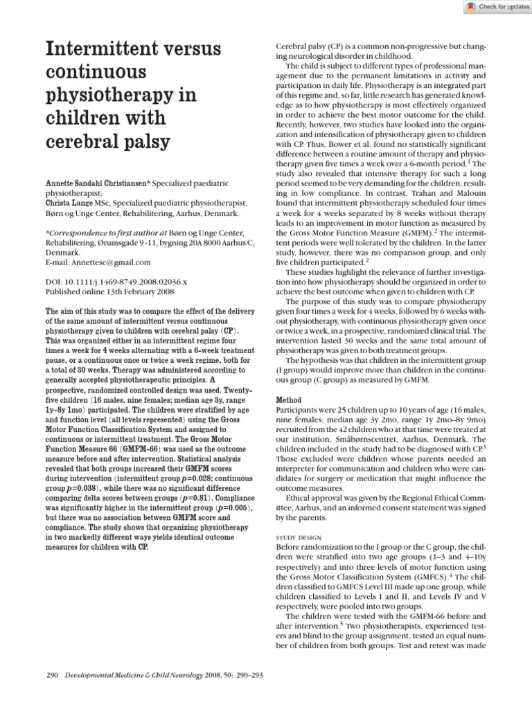 2008 - Christiansen - Intermittent Versus Continuous Physiotherapy in ...