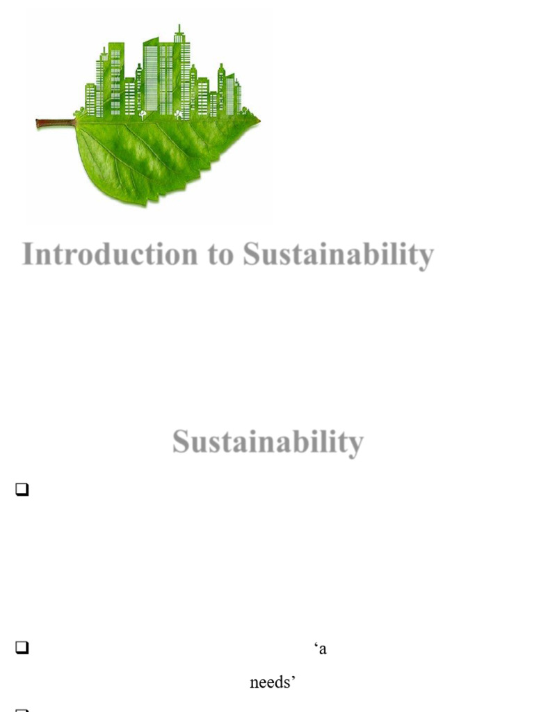 Introduction To Sustainability: BECM 4151 Sustainable Materials and ...