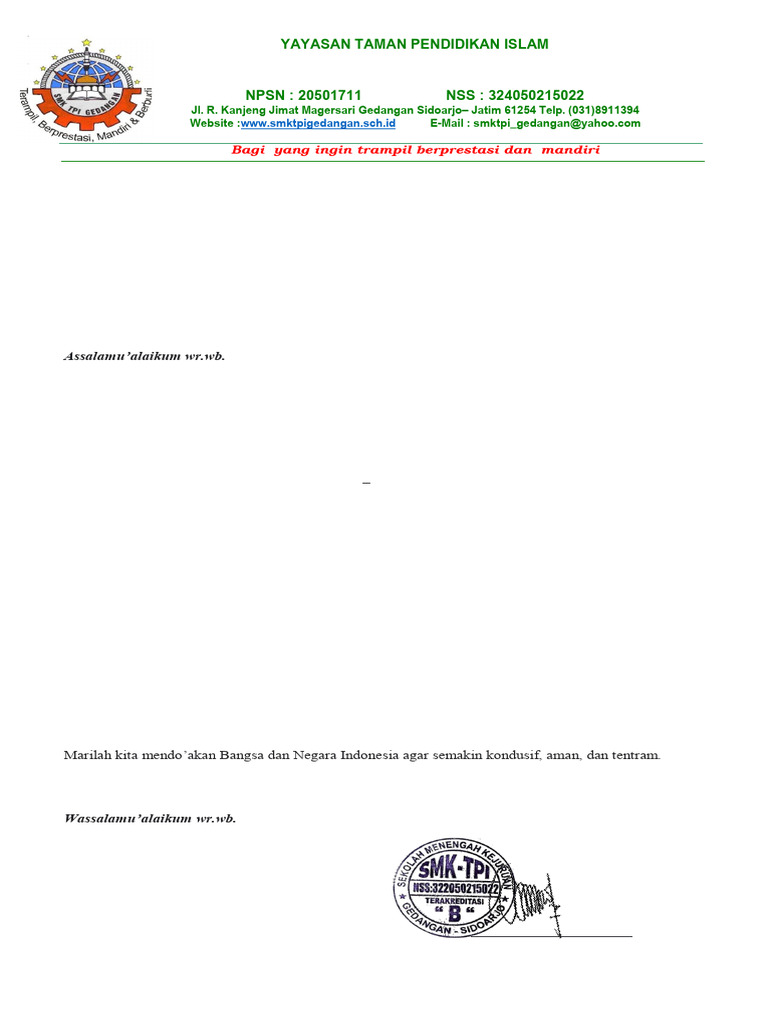 Pembelajaran Daring SMK TPI Gedangan | PDF