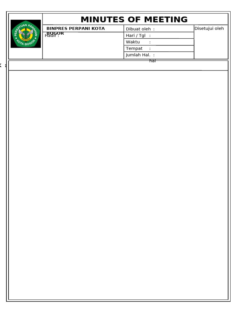 Form Minutes of Meeting | PDF