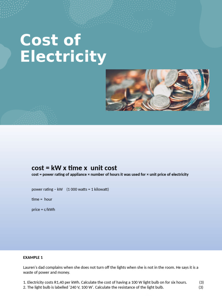 Cost of Electricity | PDF