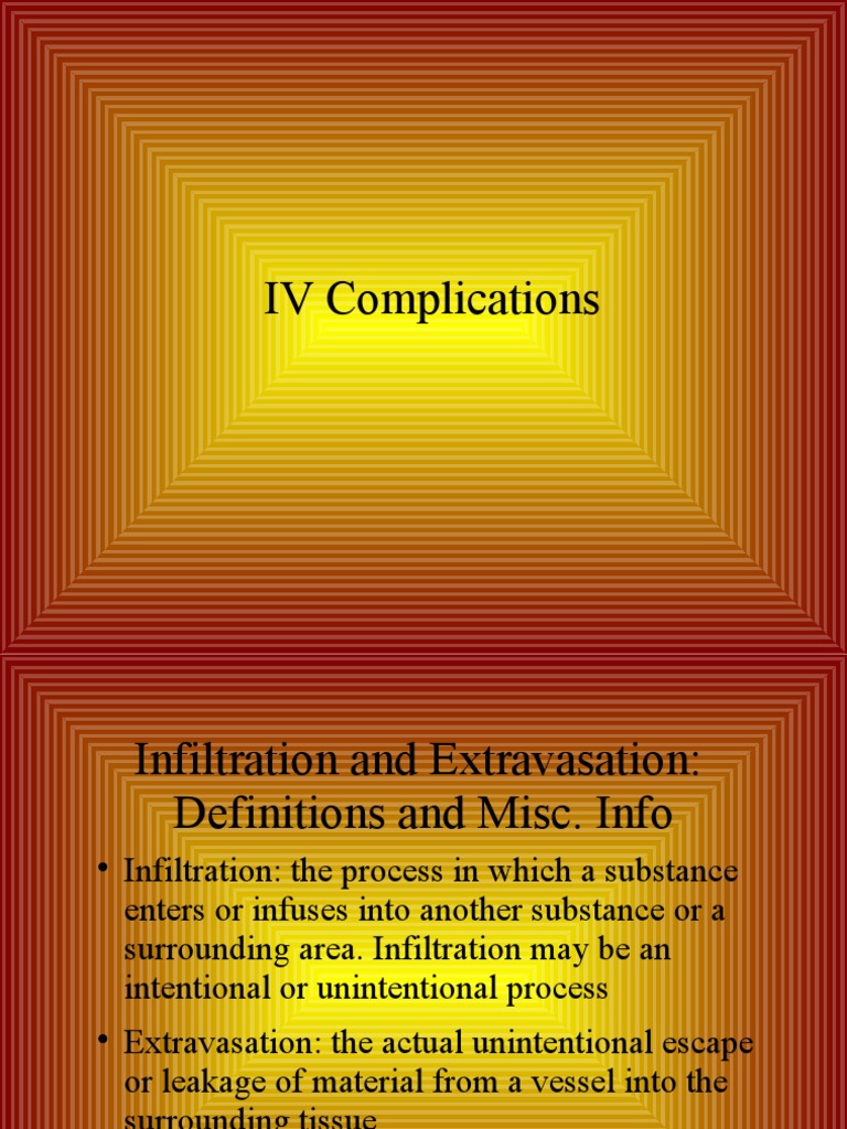 IV Complications Guide | PDF | Intravenous Therapy | Thrombosis
