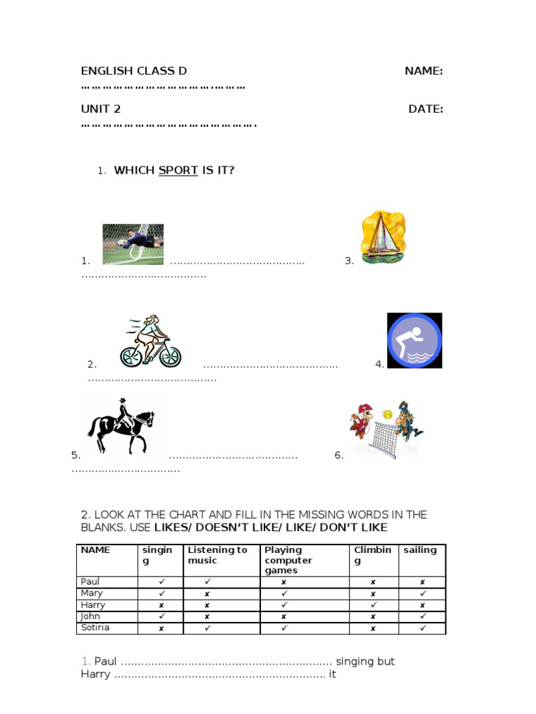 English Class D Unit 2 | PDF