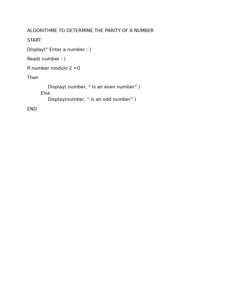 Algorithm For PARITY | PDF