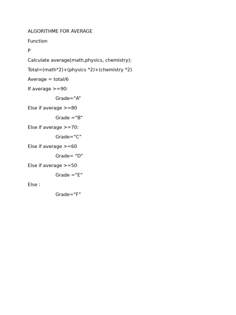Average Grade Calculation Algorithm | PDF