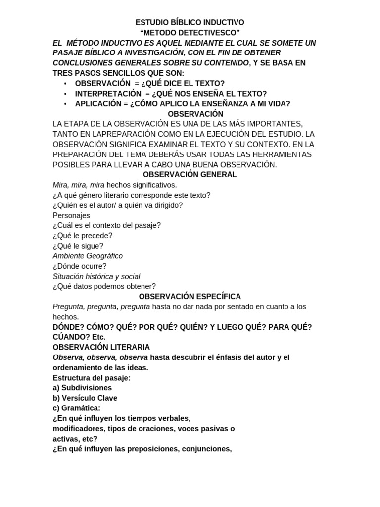 Estudio Bíblico Inductivo | PDF | Observación | Razonamiento inductivo