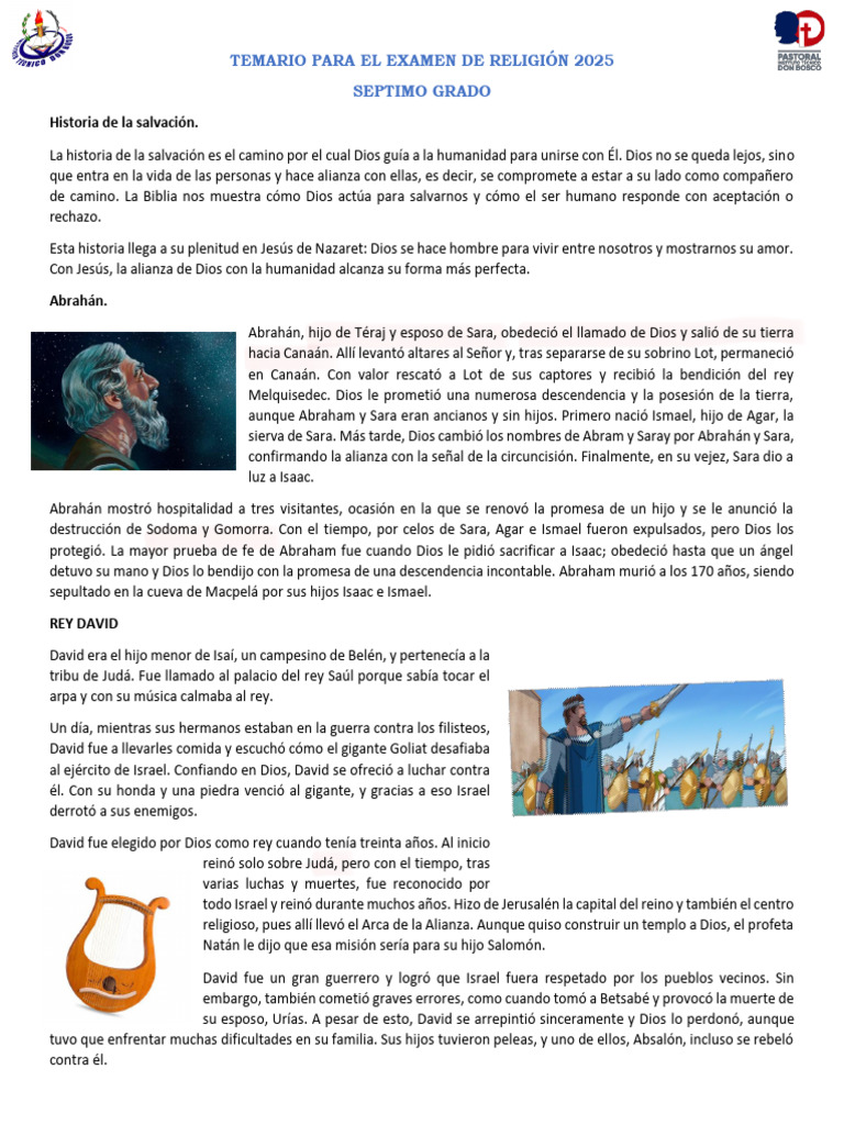 Temario para El Trabajo Final de Septimo Grado | PDF | David | Abrahán