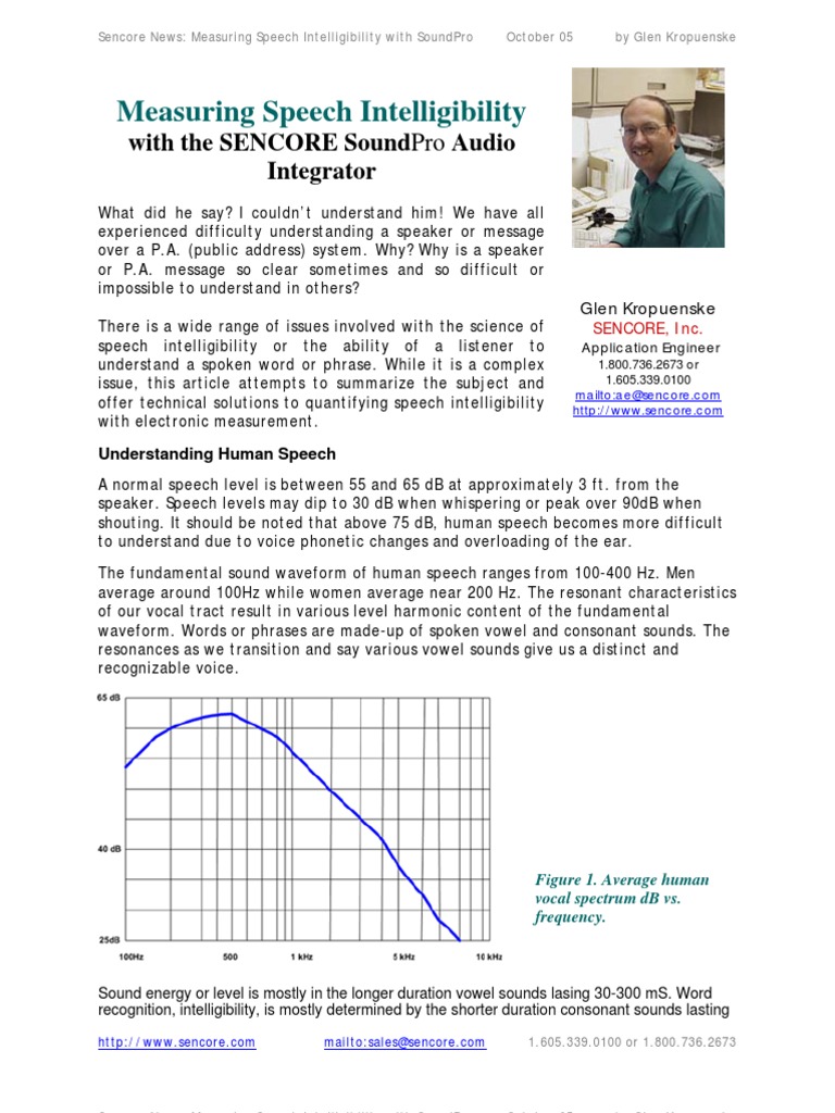 Speech Intelligibility with SoundPro | PDF | Sound | Loudspeaker