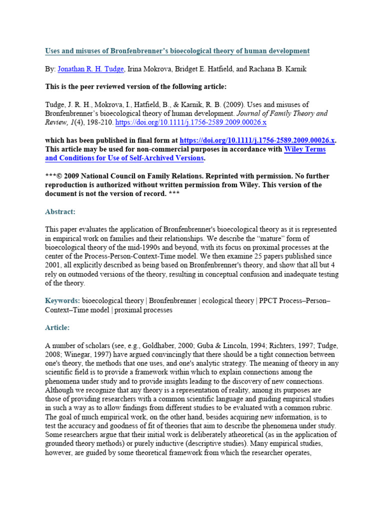 J Tudge Uses 2009 | PDF | Behavioural Sciences | Cognition