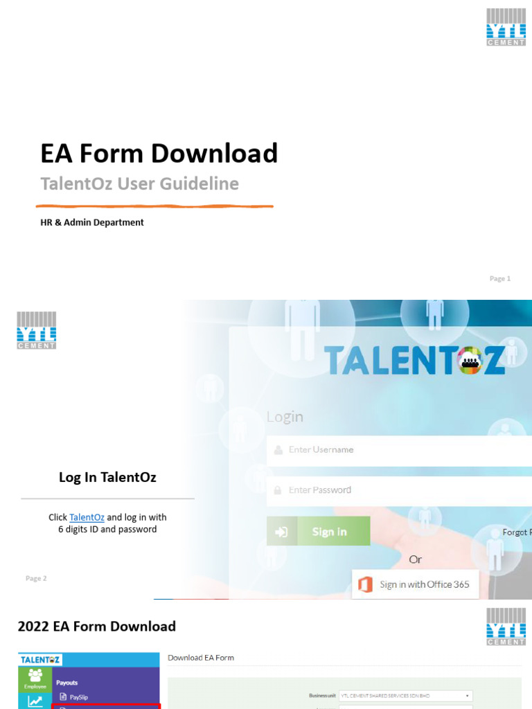 EA Form Download - TalentOz User Guideline | PDF