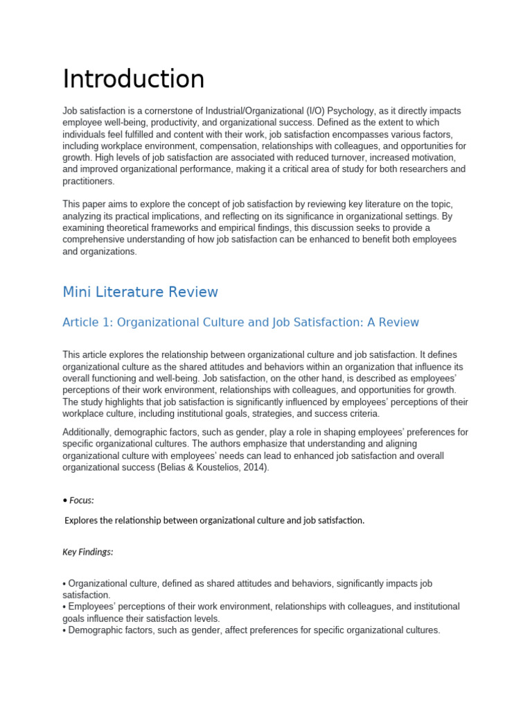 Introduction | PDF | Job Satisfaction | Well Being