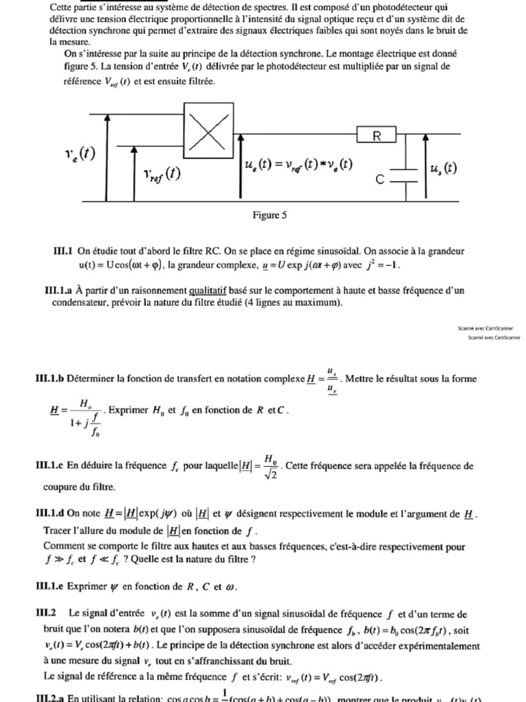 PB Corrig D Electroniq Détection Synchrone | PDF