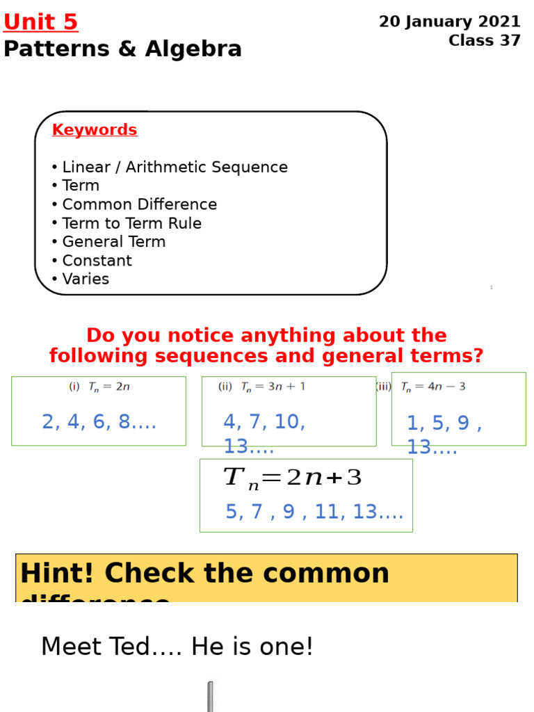Patterns & Algebra: Unit 5 | PDF