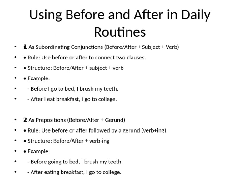 Using Before and After in Routines | PDF