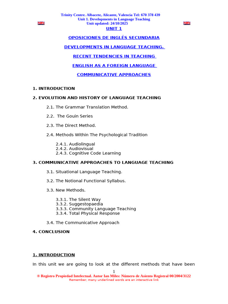 Unit 1 Oposiciones Ingles | PDF | Second Language | Language Education