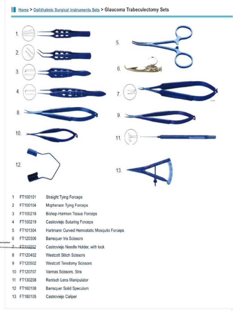 Glaucoma Trabeculectomy Sets FRIMEN - Ophthalmic Surgical Instruments ...