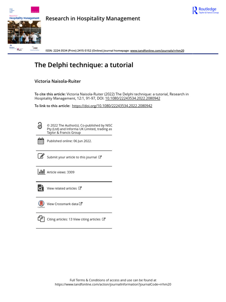 Delphi Technique Tutorial for Hospitality Research | PDF | Qualitative ...