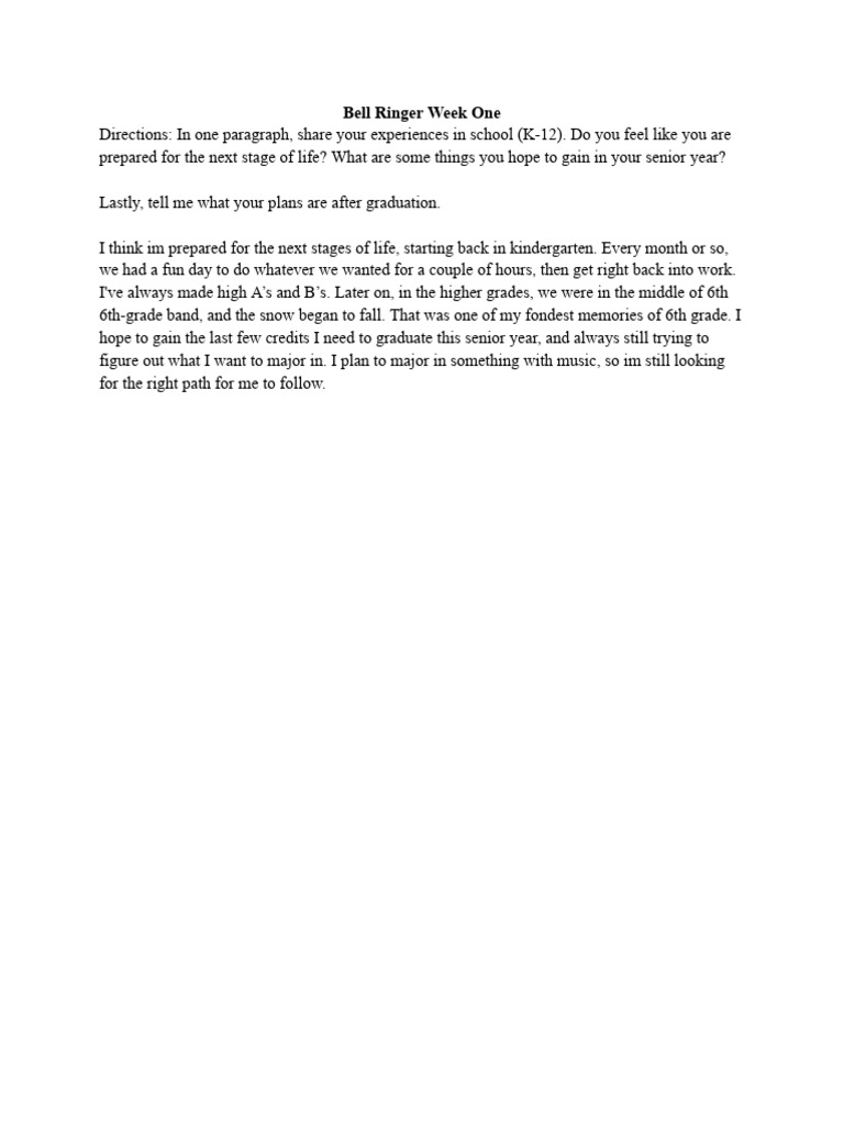 Landon Cantrell - Bell Ringer Week One | PDF