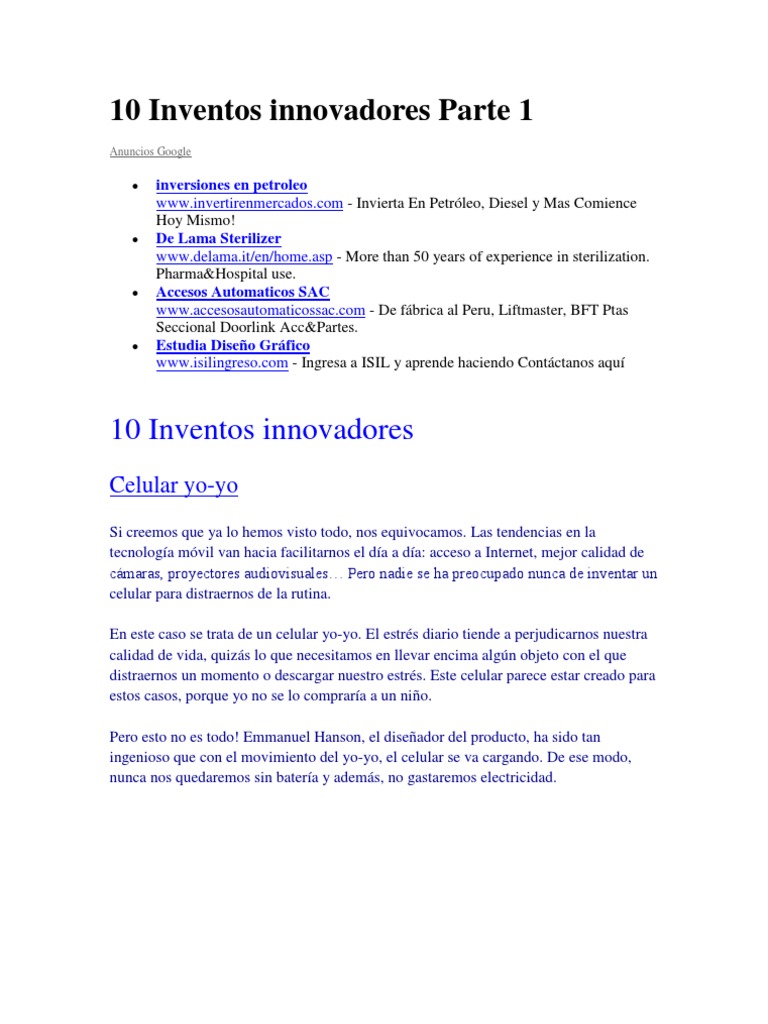 10 Inventos Innovadores Parte 1 | PDF | Cocina | Vino