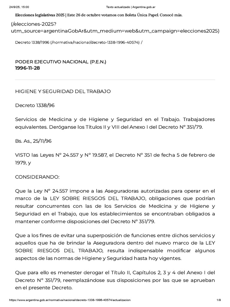 Decreto 1338 | PDF | Seguridad y salud ocupacional | Valores