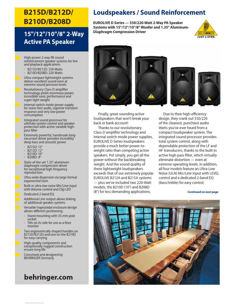 Behringer Eurolive B212d Troubleshooting