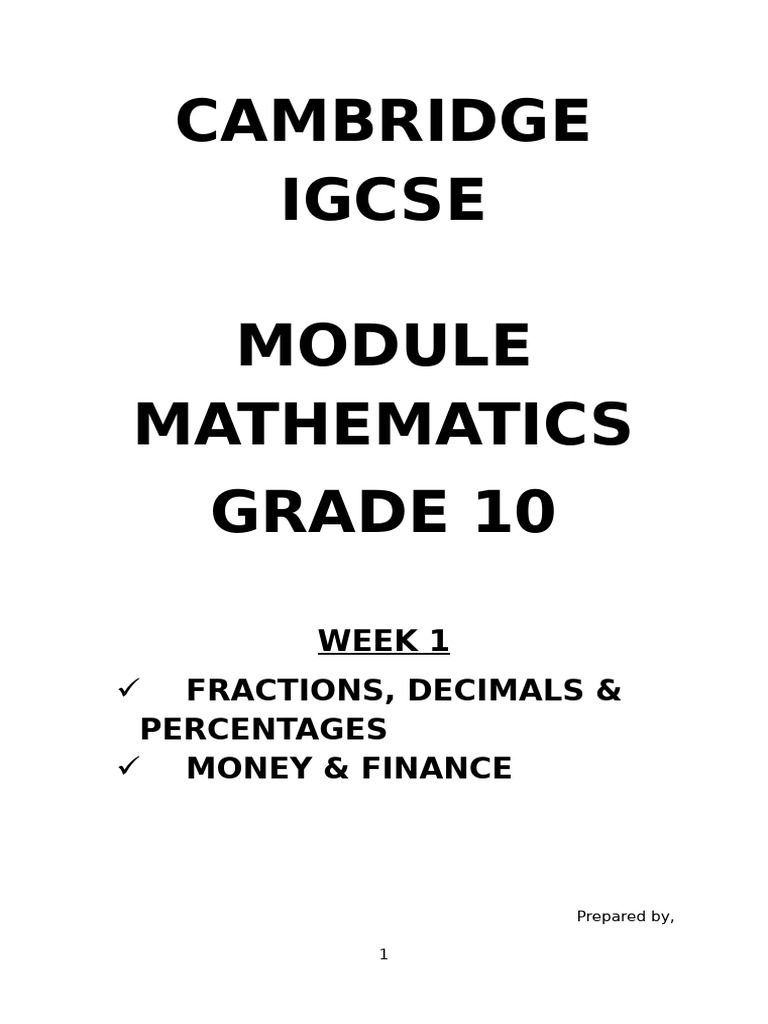 Module Igcse Mathematics Grade 10 | PDF